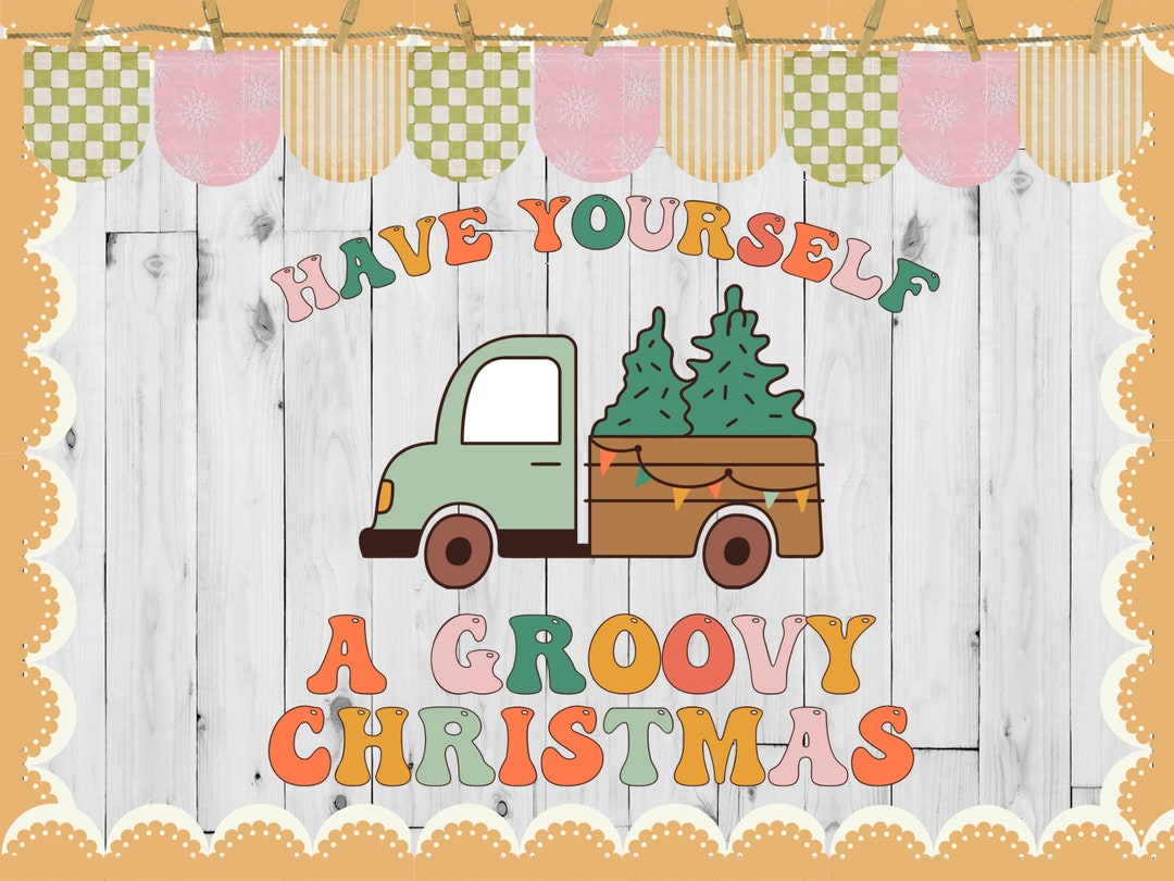 Groovy Christmas Bulletin Board Kit: Retro Truck, Classroom Decor ...