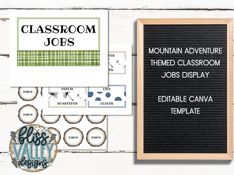 Editable Mountain Adventure Classroom Jobs Display Bulletin - Etsy