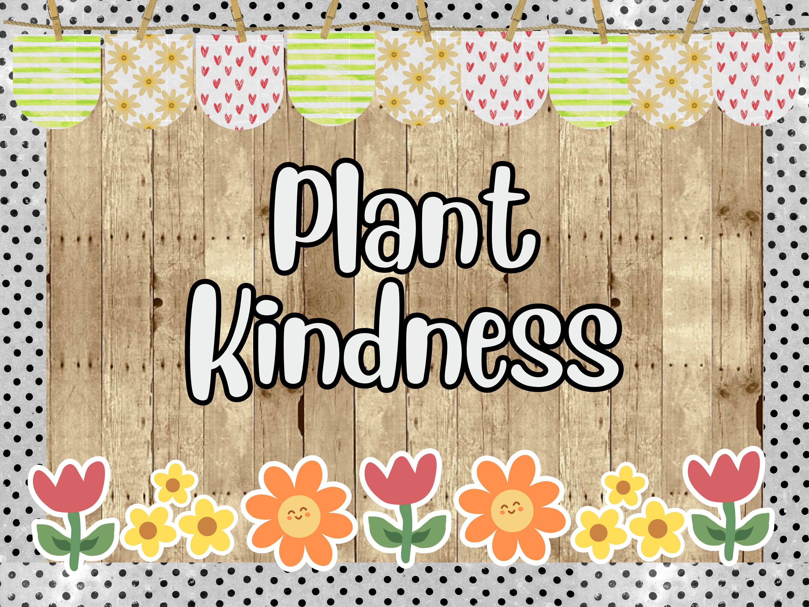 Plant Kindness Printable Spring Classroom Bulletin Board Kit | Door ...