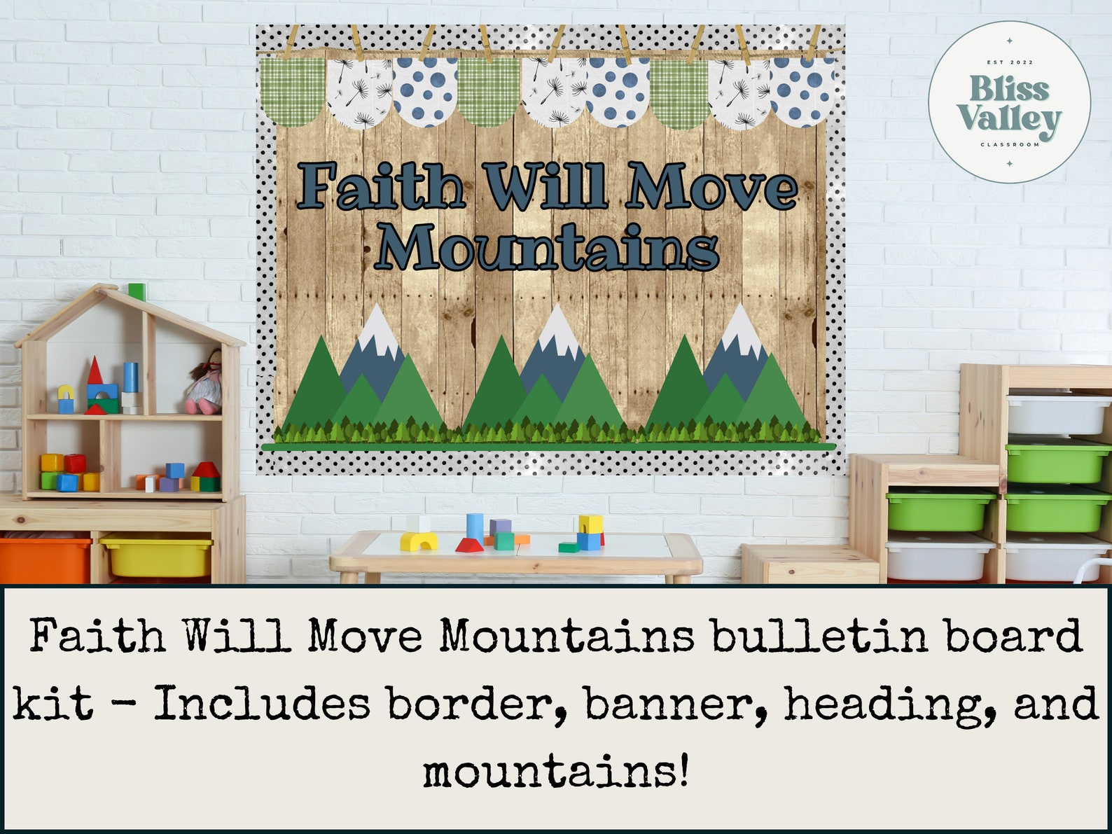 Faith Will Move Mountains Classroom Bulletin Board Kit (digital ...
