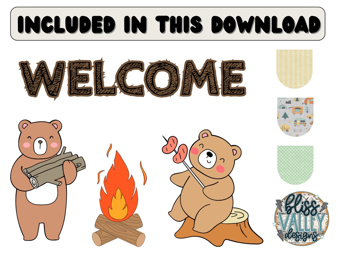 Camp Theme Welcome Printable Classroom Bulletin Board Kit / - Etsy