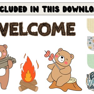 Camp Theme Welcome Printable Classroom Bulletin Board Kit / - Etsy