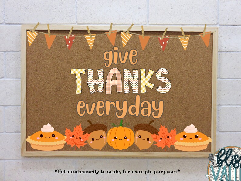 Give Thanks Classroom Bulletin Board Kit: Fall Thanksgiving Decor ...