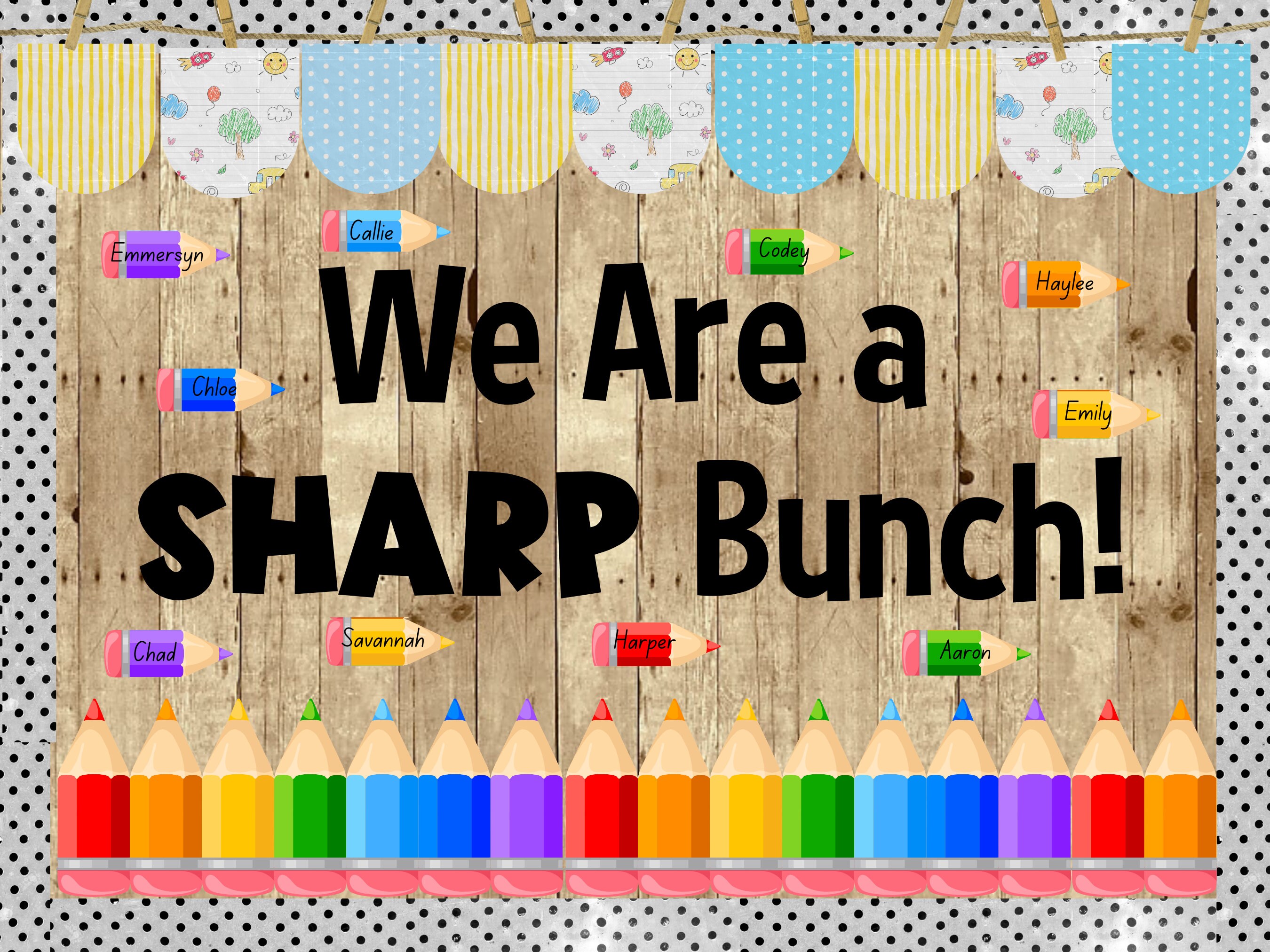 Sharp Bunch Classroom Bulletin Board Kit: Back to School Decor (png's ...
