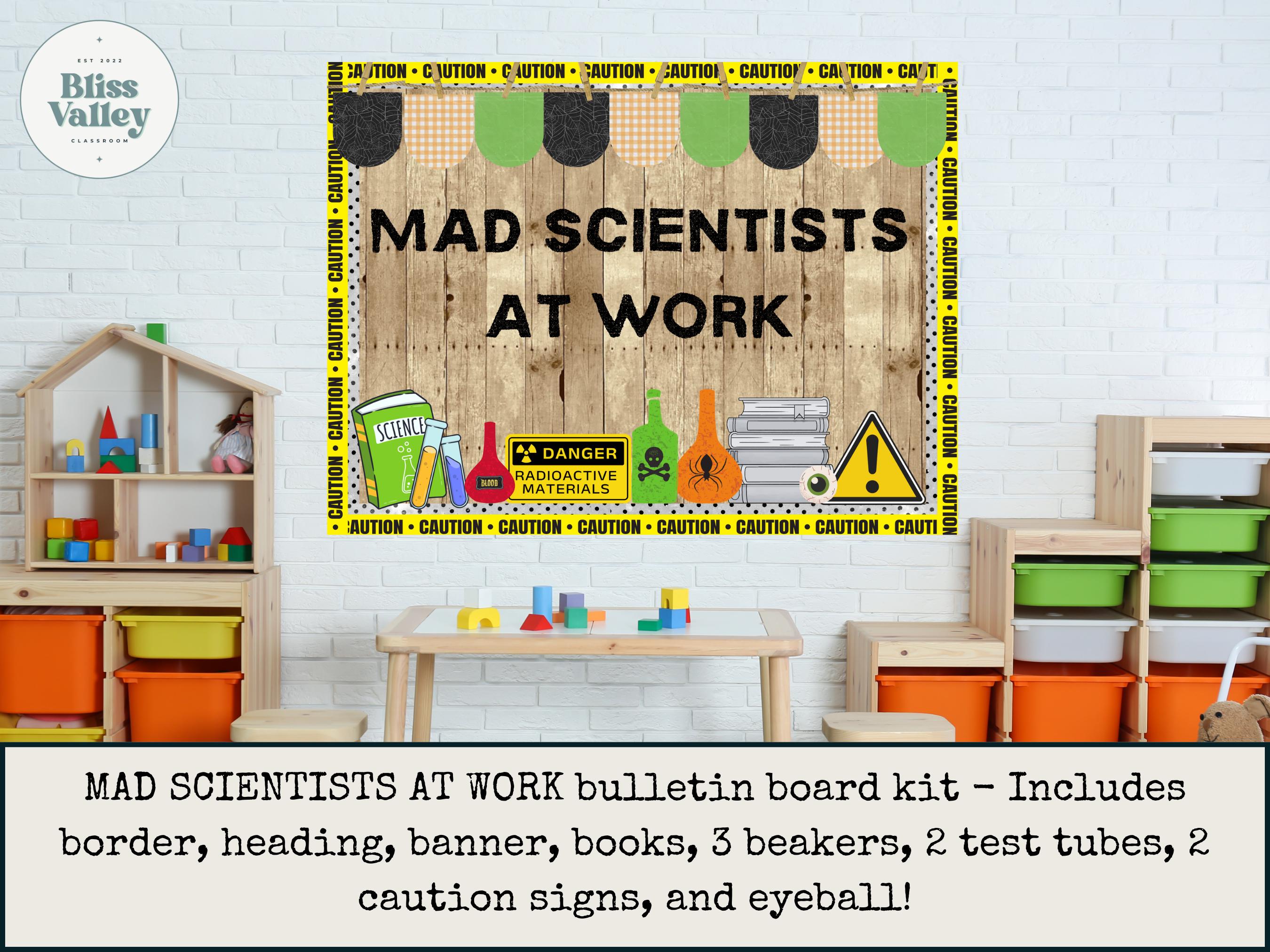 Mad Scientists Bulletin Board Kit: Halloween Classroom Decor (PNG for ...