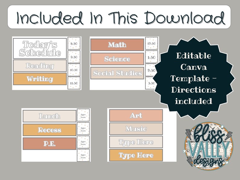 Boho Classroom Schedule Cards: Editable Teacher Printable (digital ...
