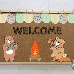 Camp Theme Welcome Printable Classroom Bulletin Board Kit | Door ...