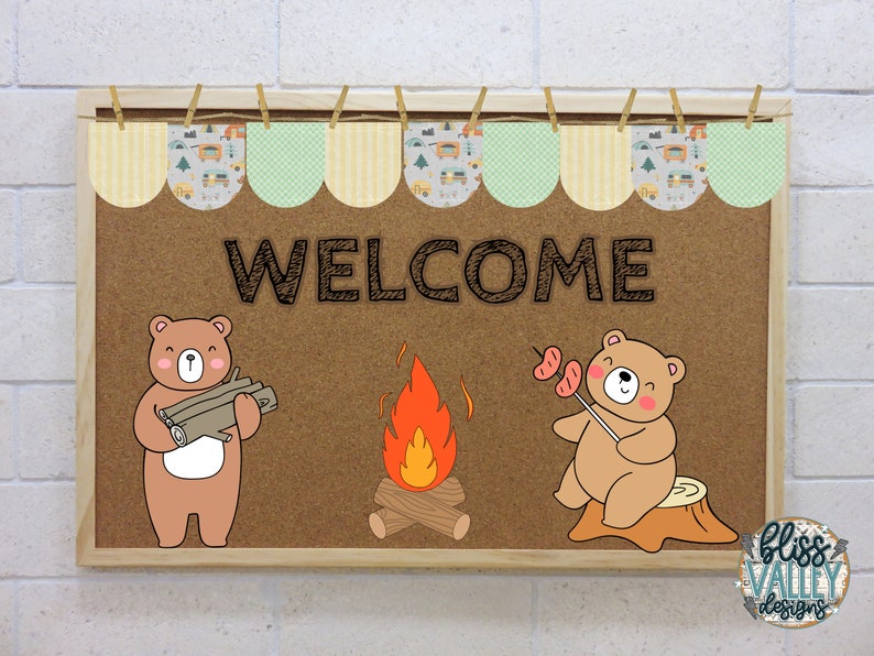 Camp Theme Welcome Printable Classroom Bulletin Board Kit | Door ...