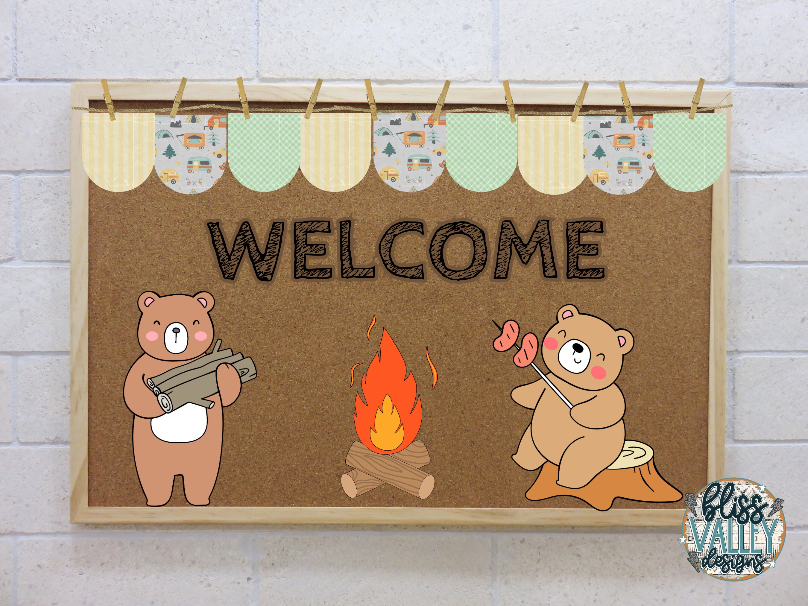 Camp Theme Welcome Printable Classroom Bulletin Board Kit | Door ...