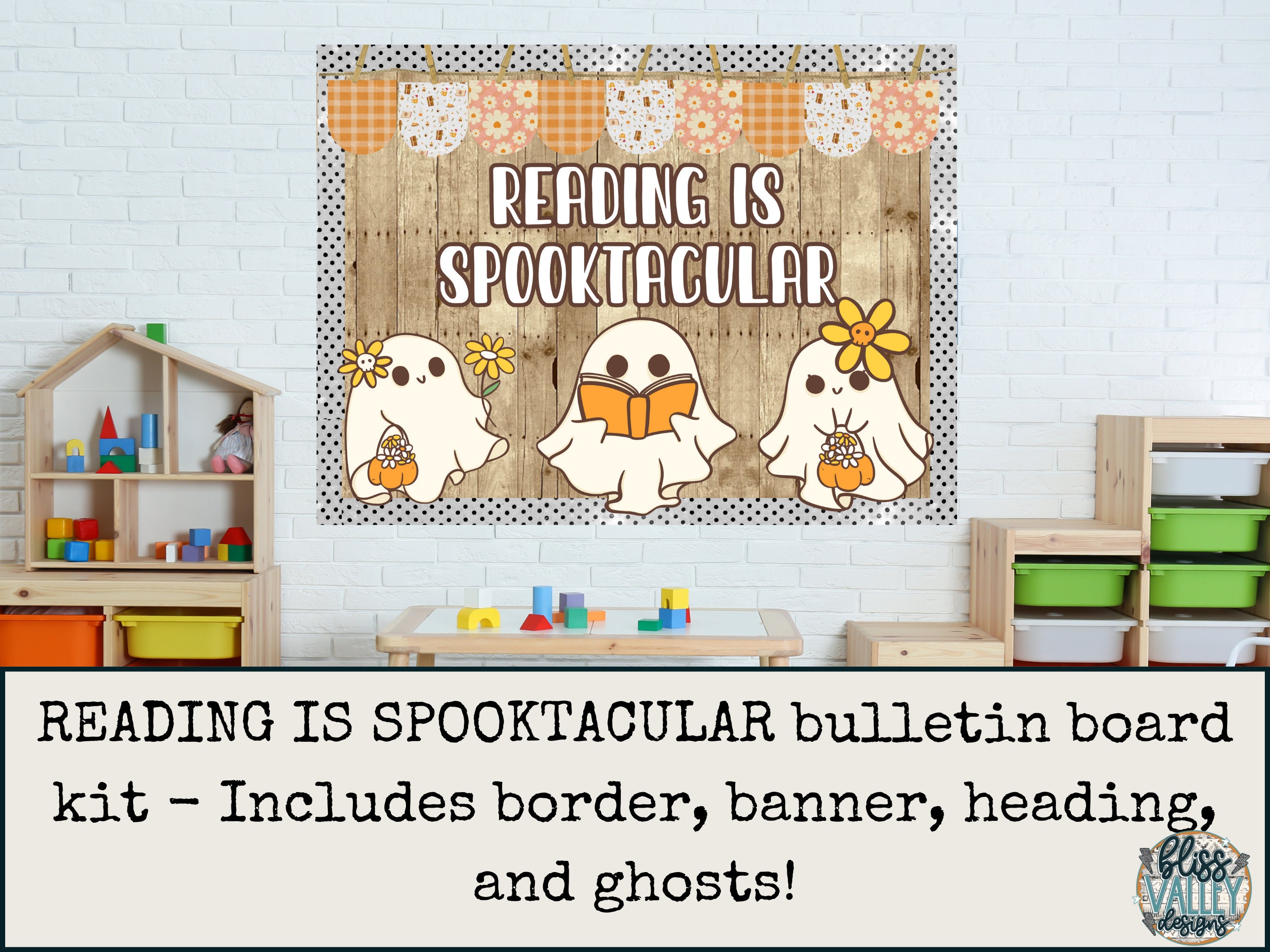 Retro Ghost Bulletin Board Kit: Spooktacular Fall Classroom Decor ...