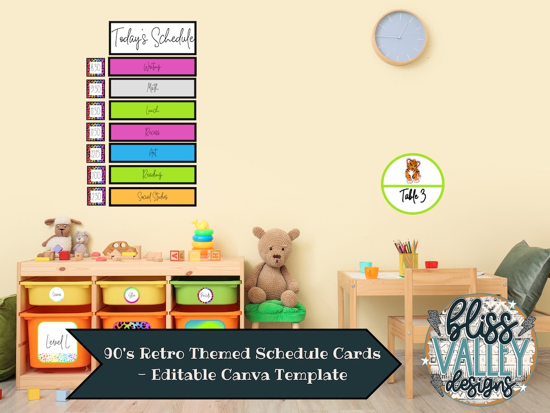 Editable 90's Retro Theme Printable Classroom Schedule | Teacher ...