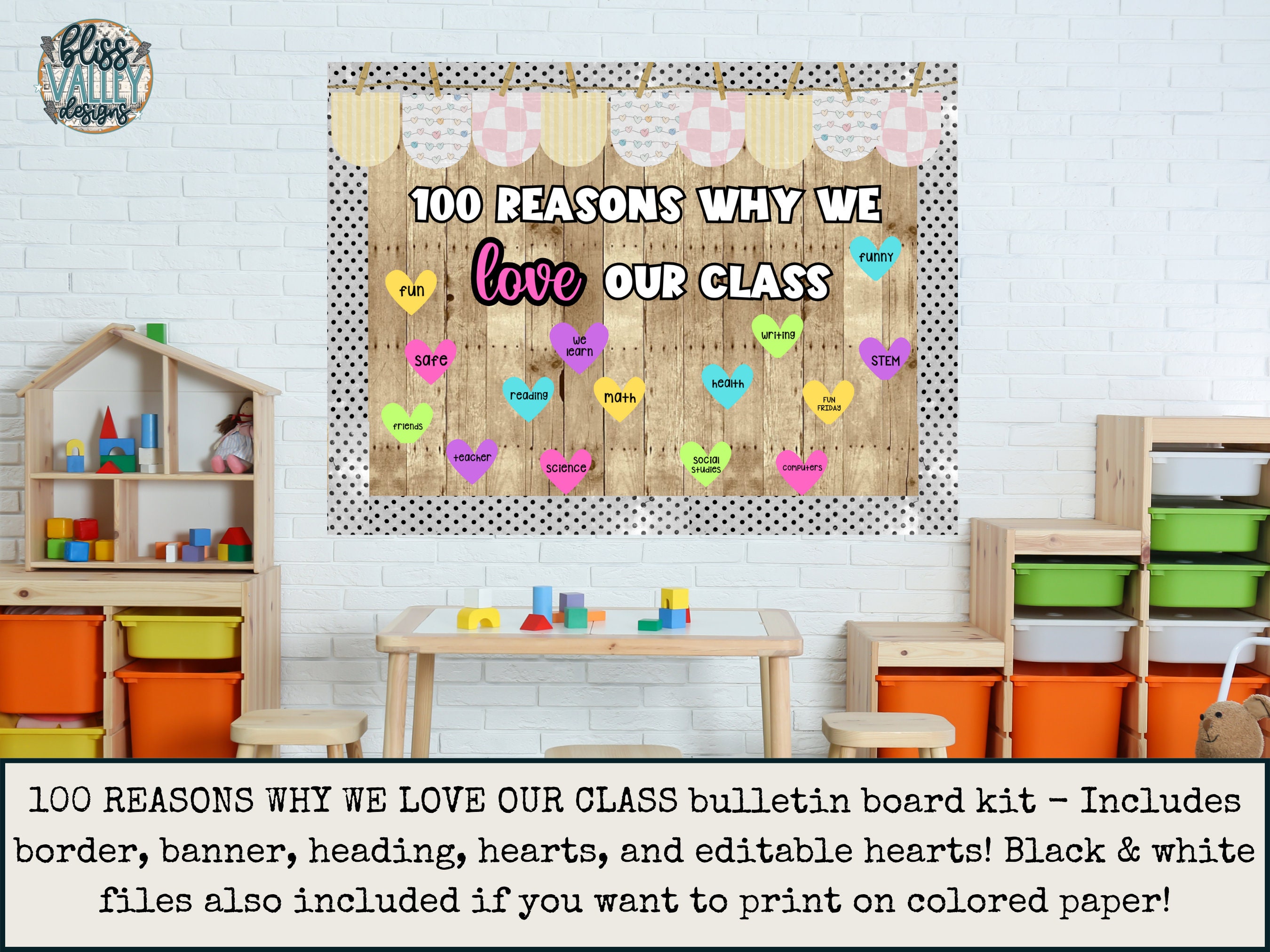 Editable 100 Reasons We Love Our Class Bulletin Board Kit (digital ...