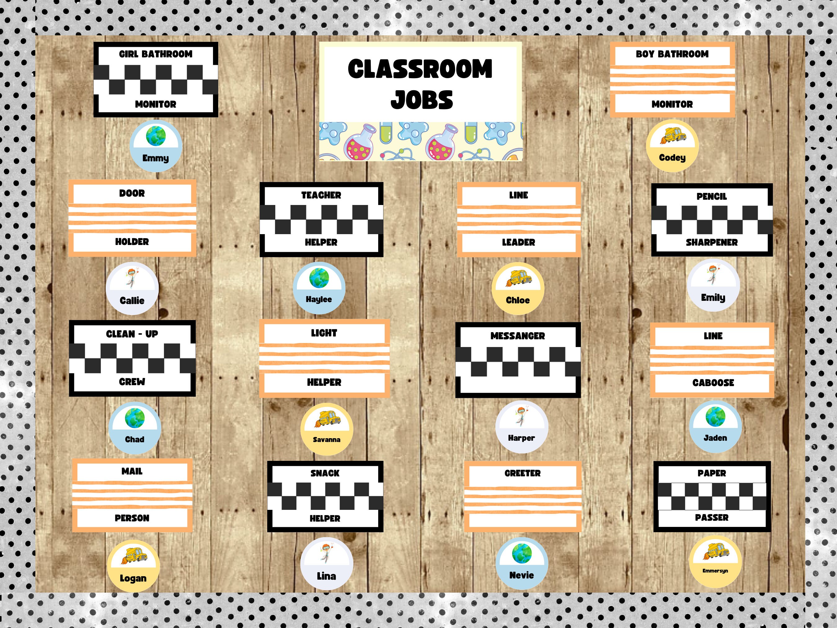 Editable Science School Bus Themed Classroom Jobs Display Bulletin ...