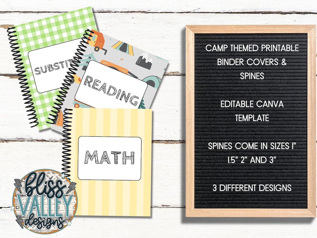 Camp Theme Binder Covers and Spines: Editable Canva Template (PDF) - Etsy