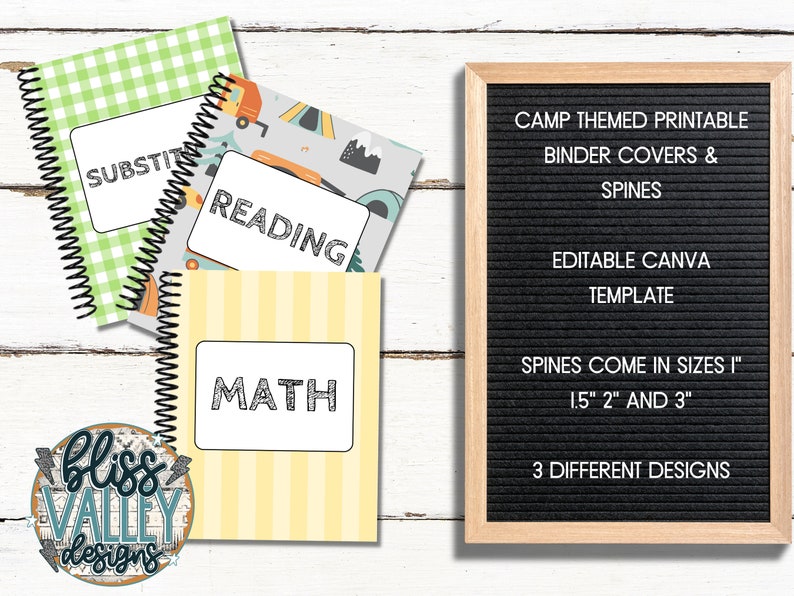 Camp Theme Binder Covers and Spines: Editable Canva Template (PDF) - Etsy