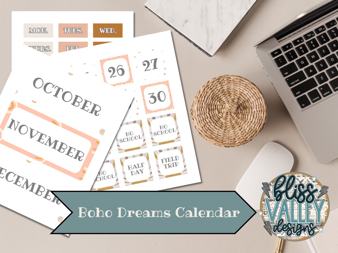 Boho Dreams Printable Classroom Calendar Kit | Back to School ...