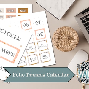 Boho Dreams Printable Classroom Calendar Kit | Back to School ...