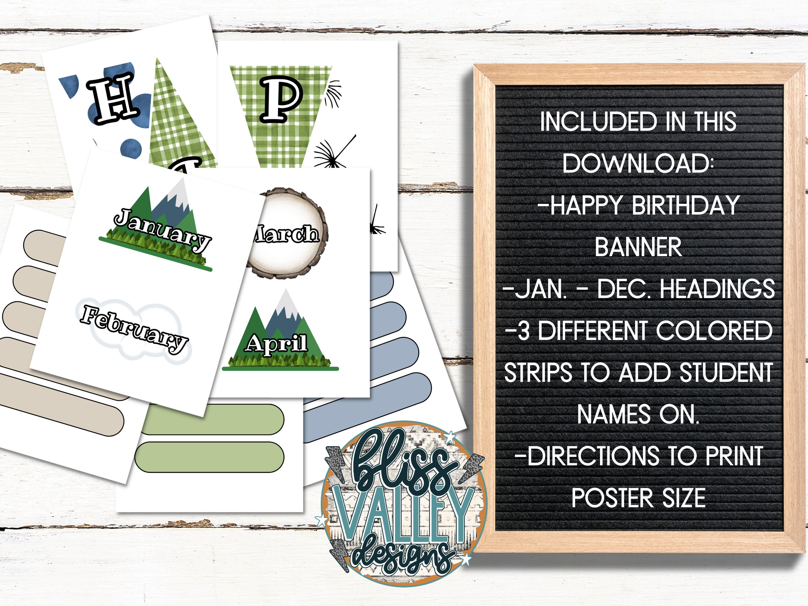 Mountain Birthday Bulletin Board Kit: Nature Classroom Decor (digital ...