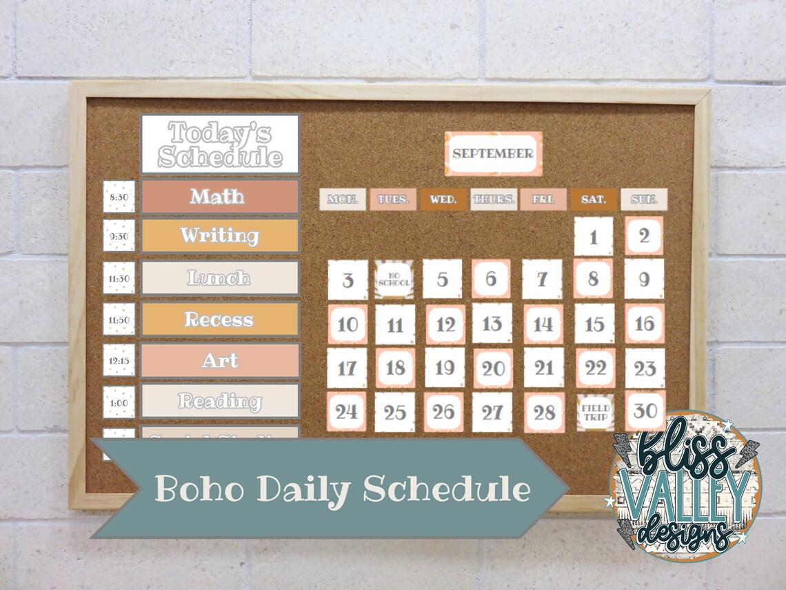 Boho Classroom Schedule Cards: Editable Teacher Printable (digital ...