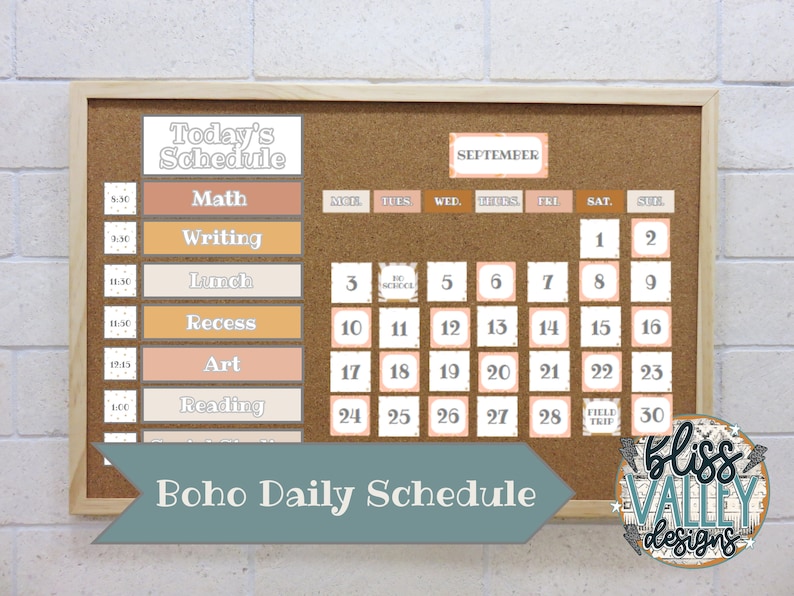 Boho Classroom Schedule Cards: Editable Teacher Printable (digital ...