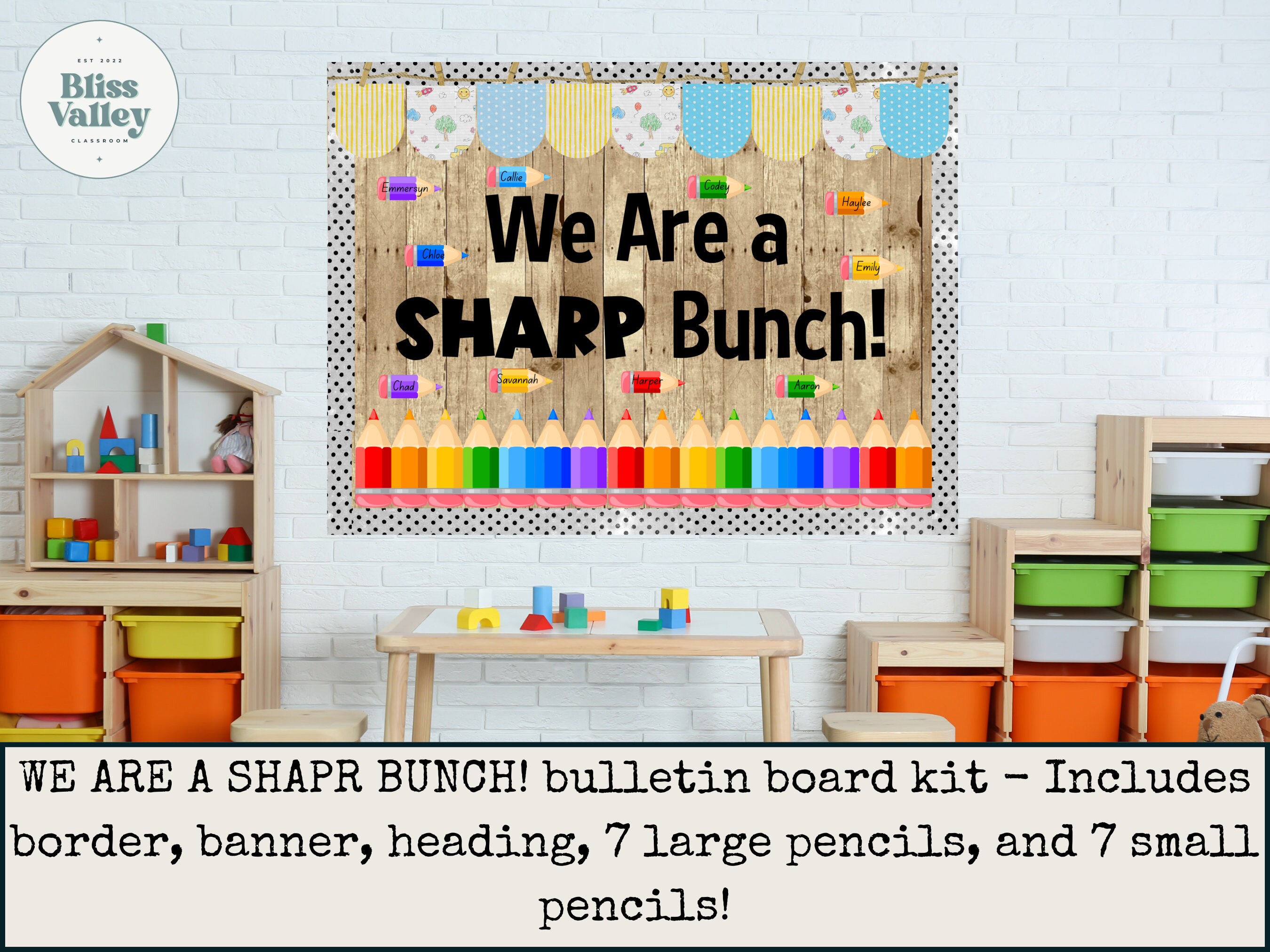 Sharp Bunch Classroom Bulletin Board Kit: Back to School Decor (png's ...