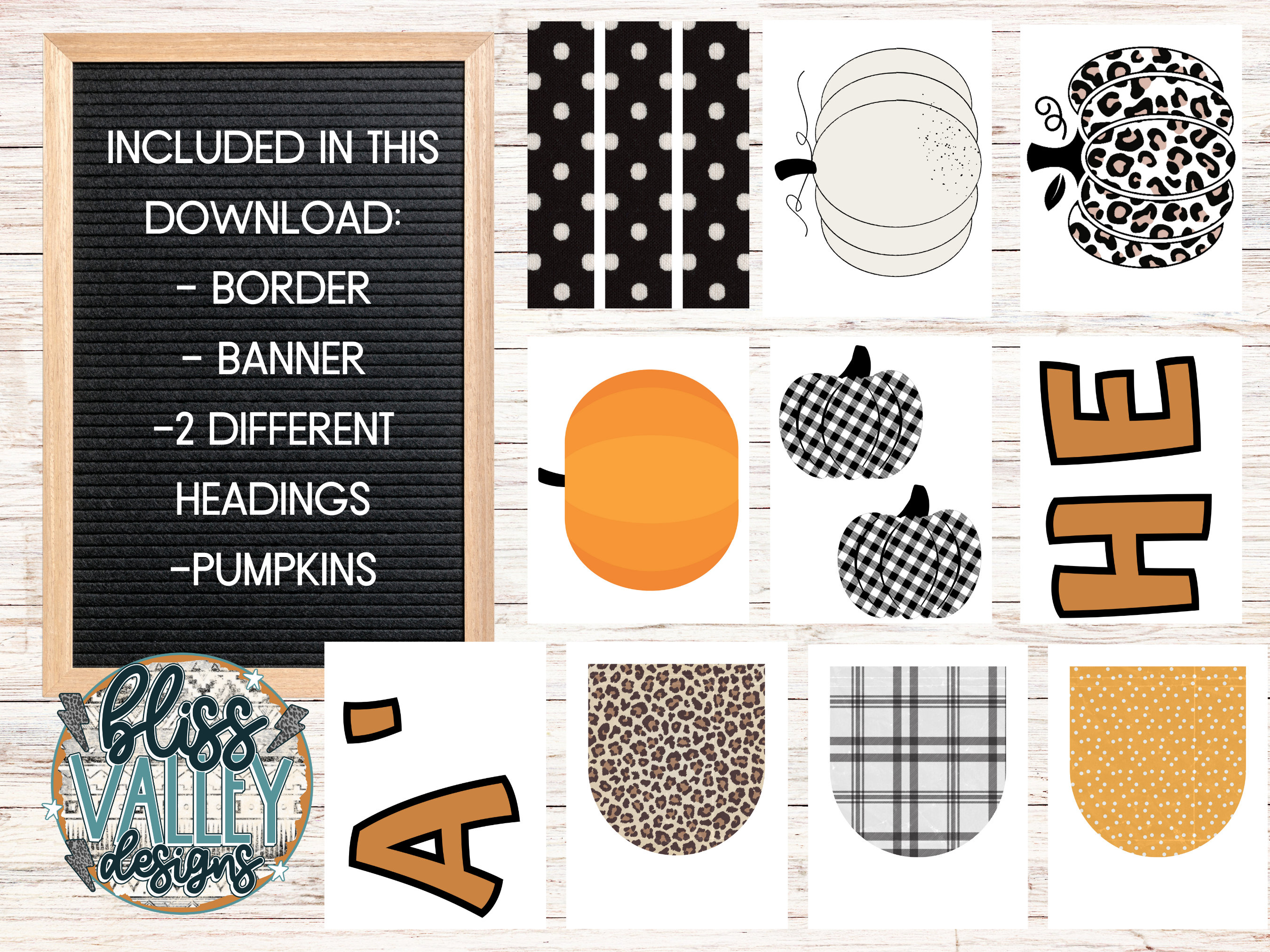 Fall Leopard Print Pumpkin Classroom Bulletin Board Kit (digital ...