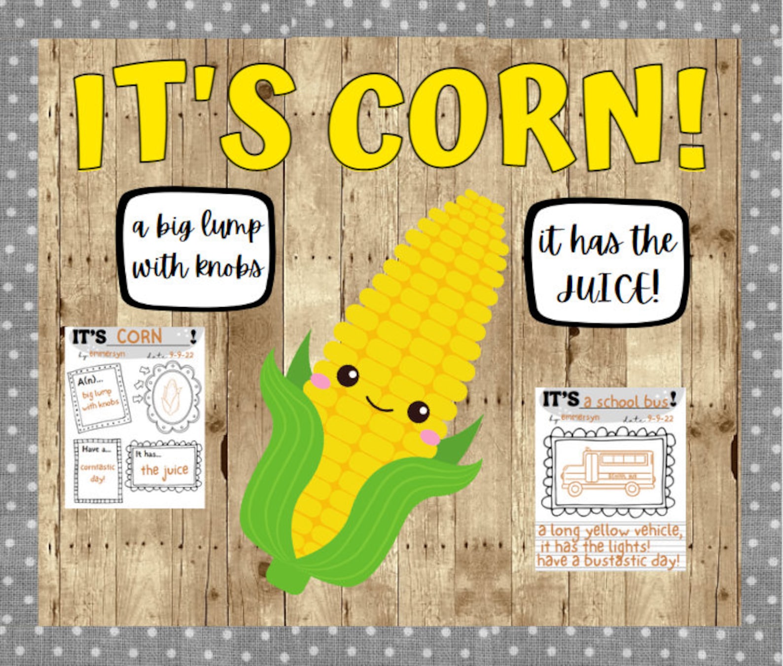 It's Corn! Bulletin Board / Adjectives Bulletin Board Kit / Digital ...