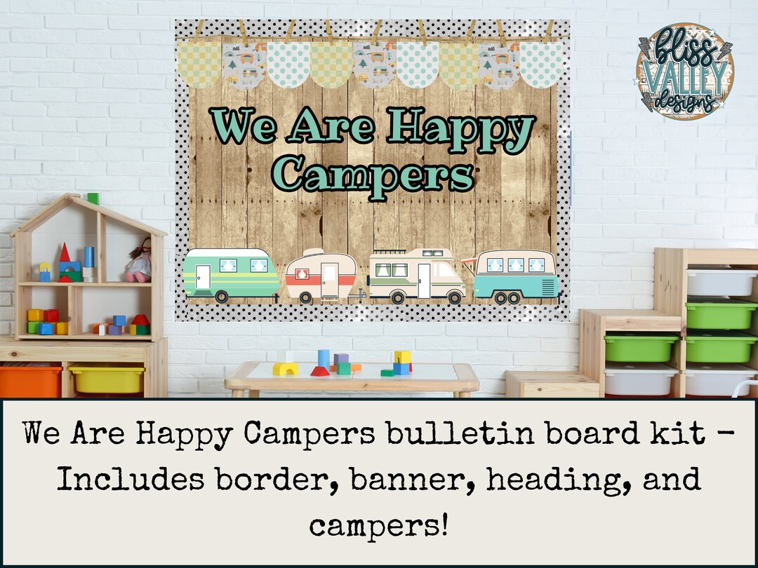 We Are Happy Campers Classroom Bulletin Board Kit | Door Decoration ...