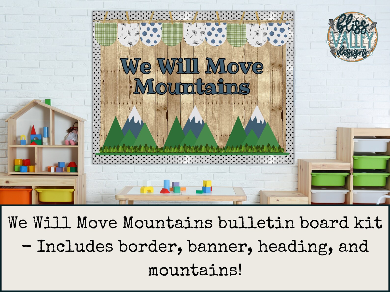 We Will Move Mountains Bulletin Board Kit: Boho Classroom Decor ...