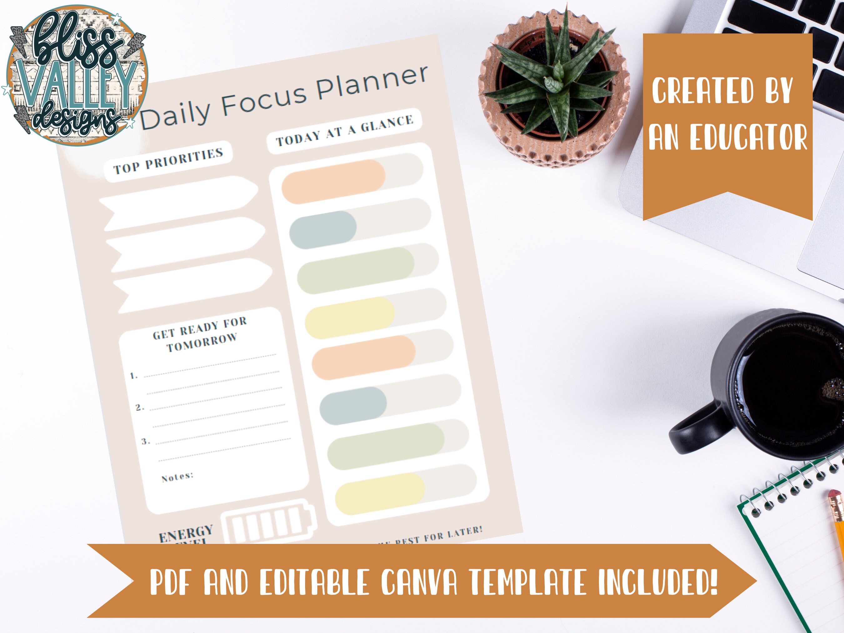 Editable Printable ADHD Daily Focus Planner for Adults, Children, and ...