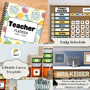 Science Classroom Decor Bundle: Editable School Bus Theme (digital ...