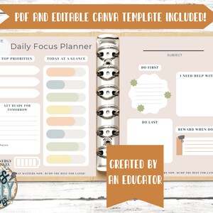 Editable Printable ADHD Daily Focus Planner for Adults, Children, and ...