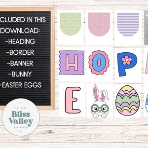 Hoppy Easter Classroom Bulletin Board Kit: Retro Spring Decor (digital ...