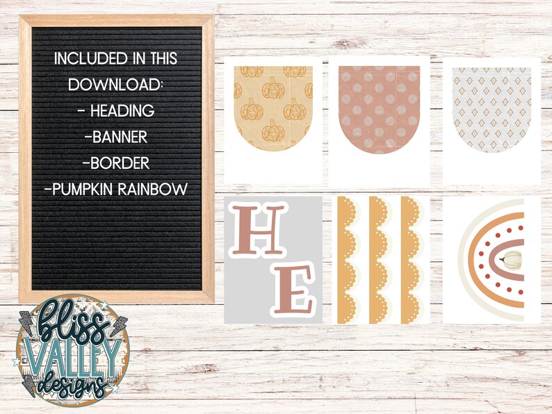 Hello Pumpkin Fall Classroom Bulletin Board Kit: Boho Decor (digital ...