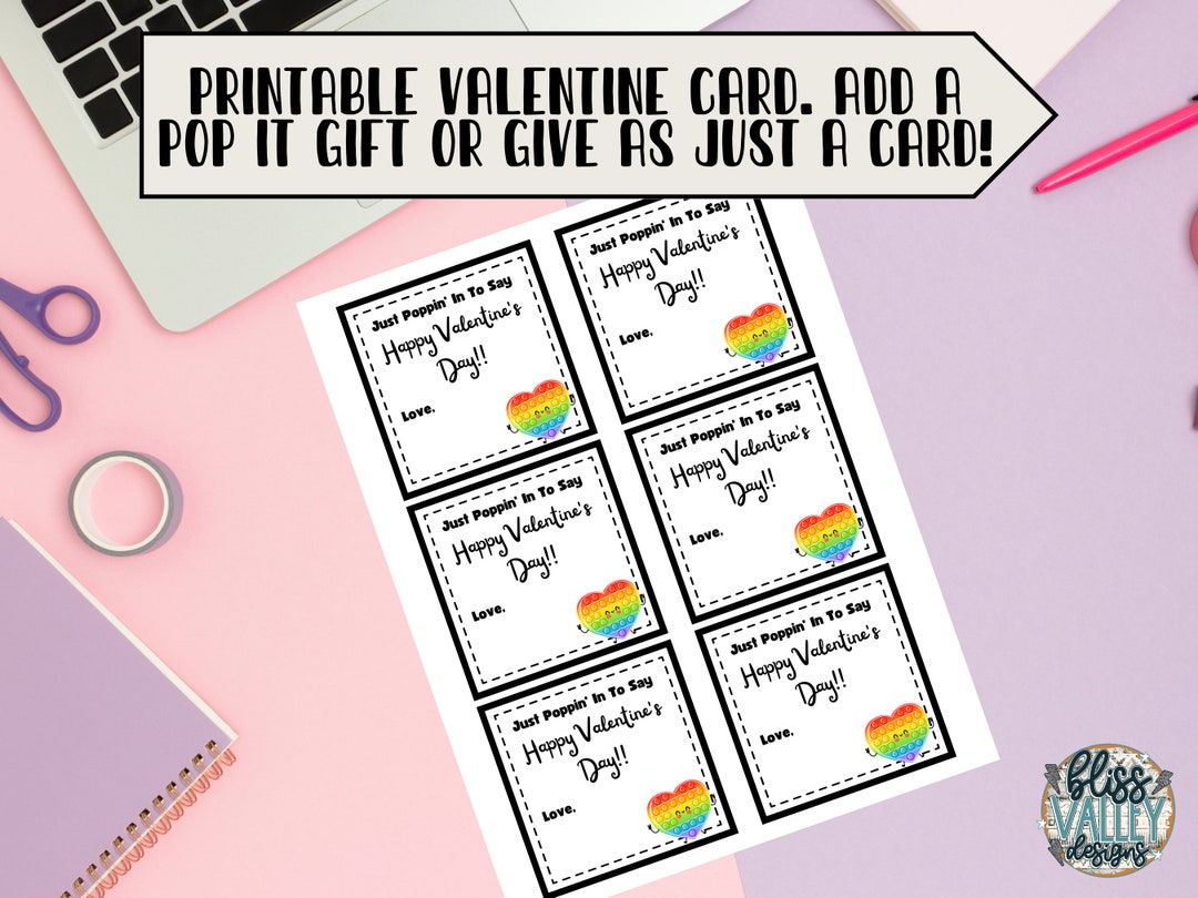 Printable Pop It Valentine's Day Cards for Kids | School Valentine's ...