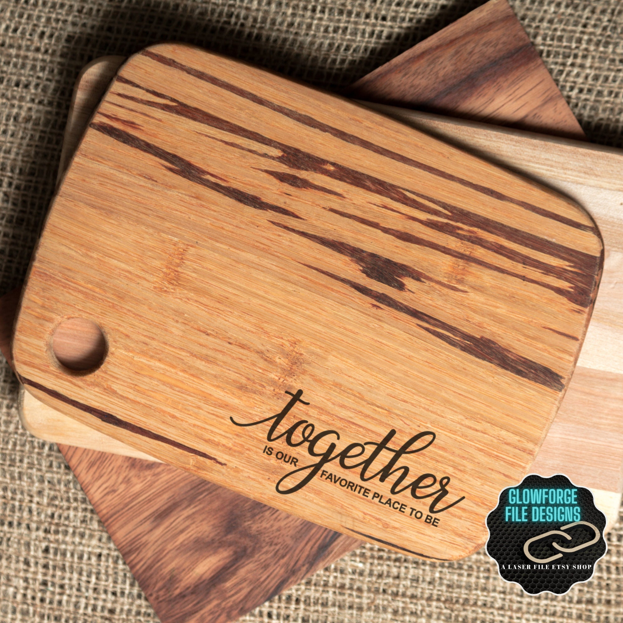 Cutting Board Bundle, Together is Our Favorite Place, Glowforge SVG ...