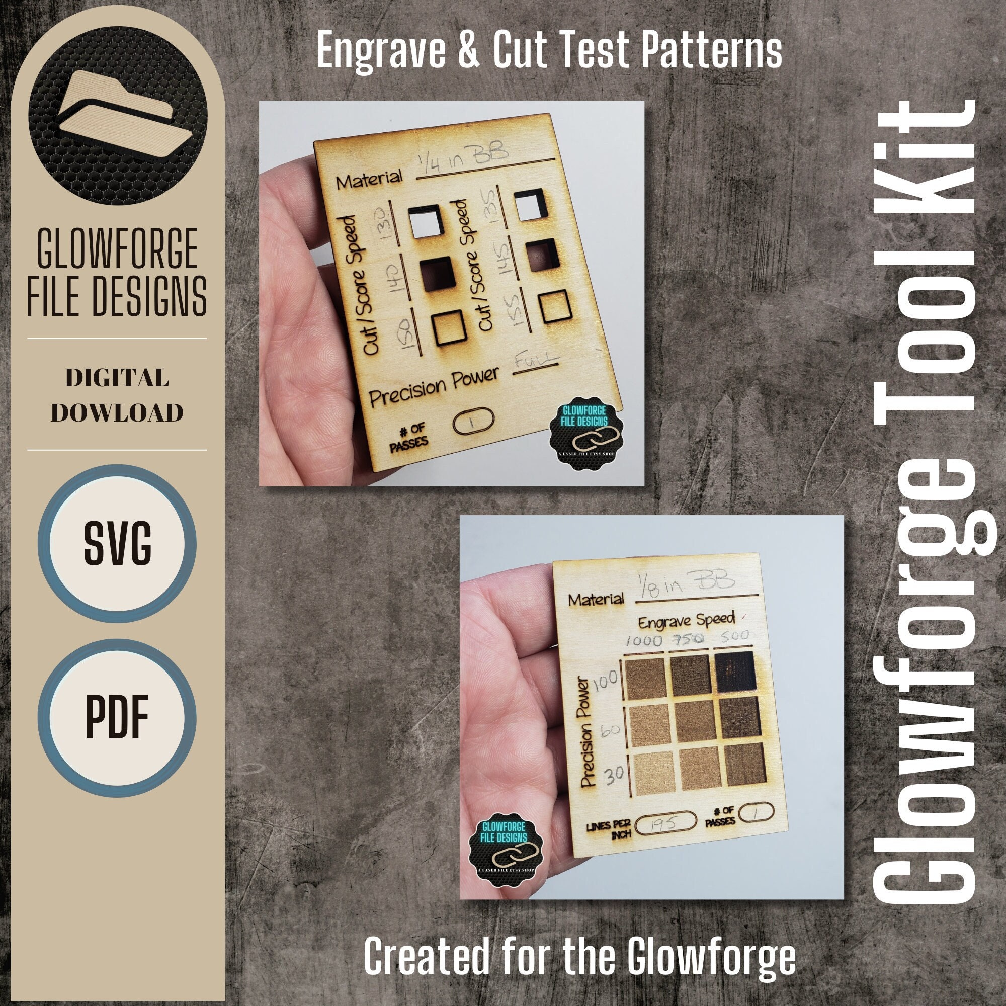 Glowforge Test File, Glowforge Laser Cut Test File, Glowforge Laser ...