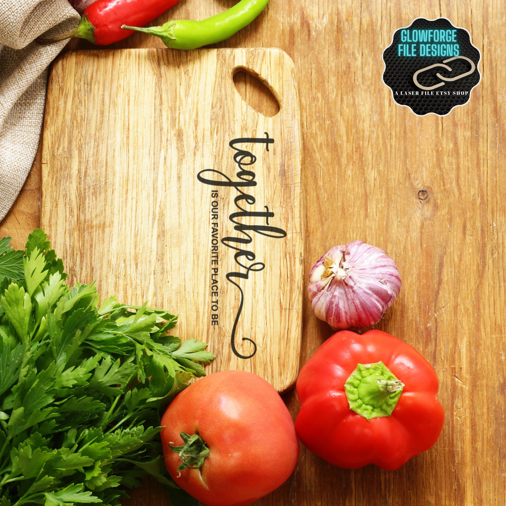 Cutting Board Bundle, Together is Our Favorite Place, Glowforge SVG ...