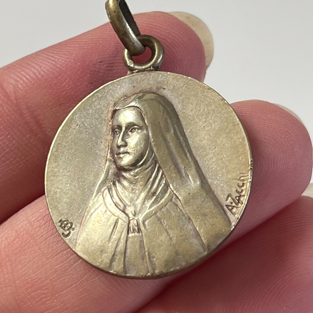 Vintage Signed A Zacchi Floral Medal Token Charm Token Religious Female ...