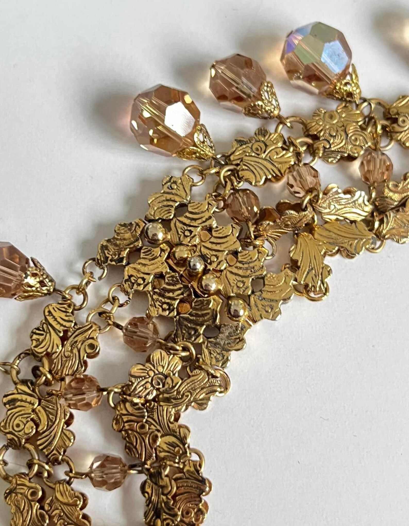 Francoise Montague French Briolette Glass Bead & Ornate Link Collar ...