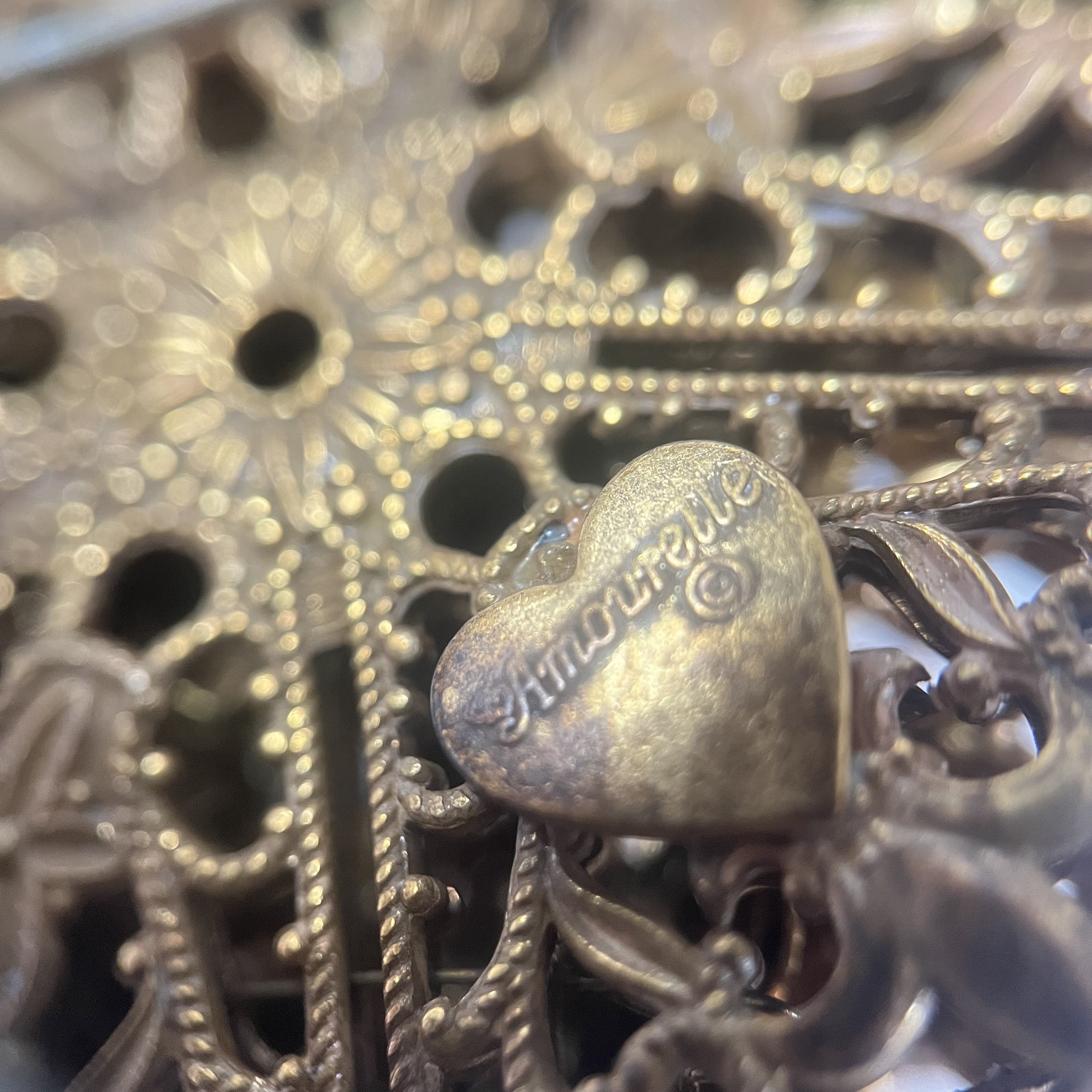 Amourelle Frank Hess for Kramer Brooch Floral Black Clear Prong Set ...