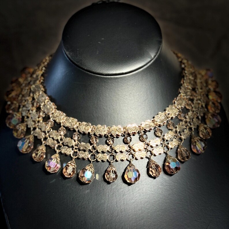 Francoise Montague French Briolette Glass Bead & Ornate Link Collar ...