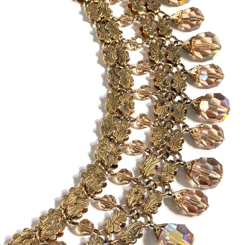 Francoise Montague French Briolette Glass Bead & Ornate Link Collar ...