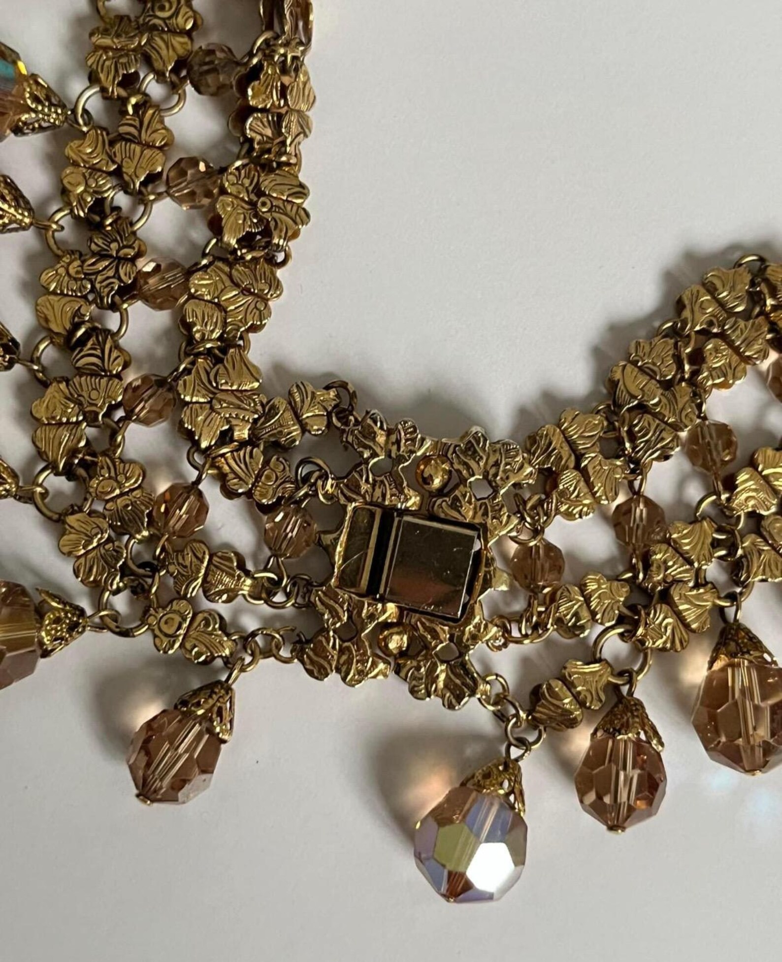 Francoise Montague French Briolette Glass Bead & Ornate Link Collar ...