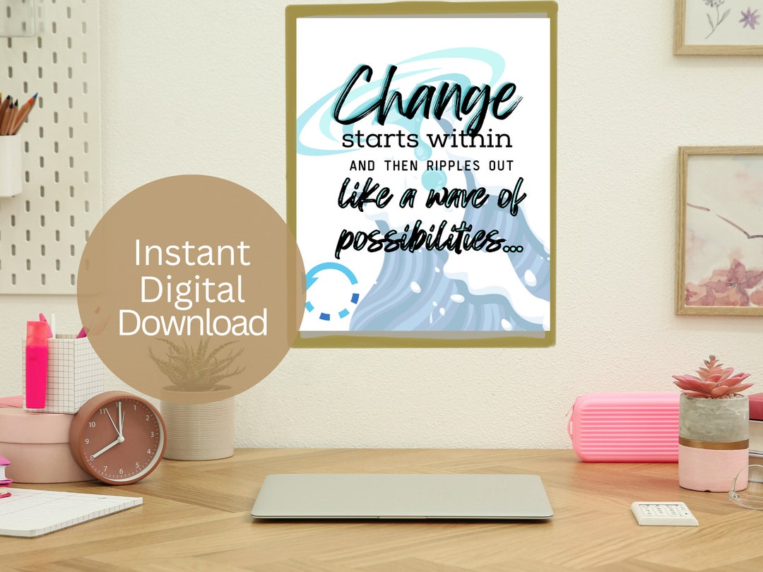 Change Starts Within, Printable Wall Art, Recovery and Progress Theme ...