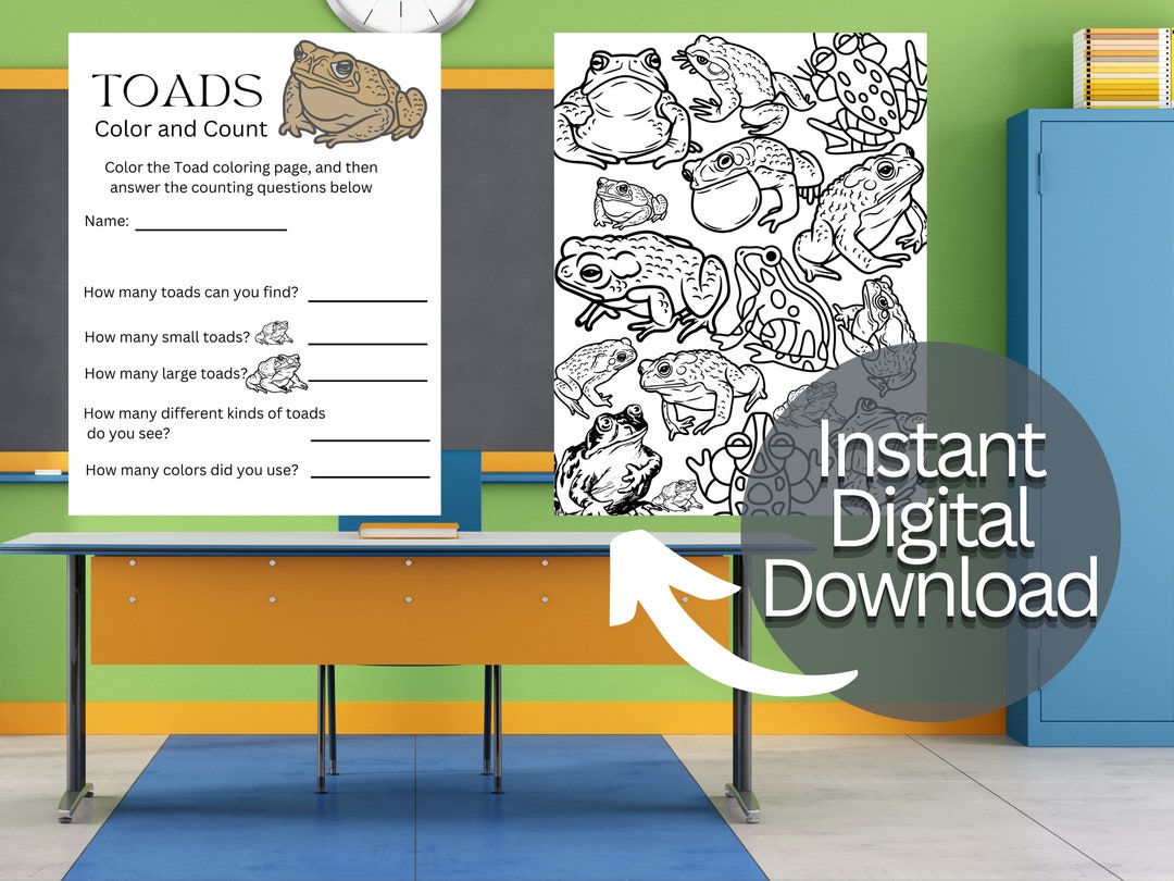 Toad Color and Count Printable Worksheet Instant Download - Etsy