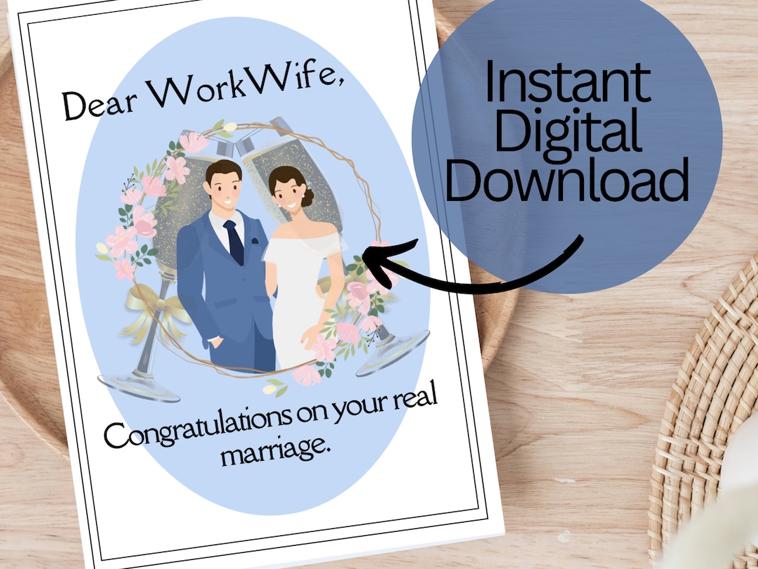 Work Wife, Congratulations on Your Wedding Printable Card for Co-worker ...