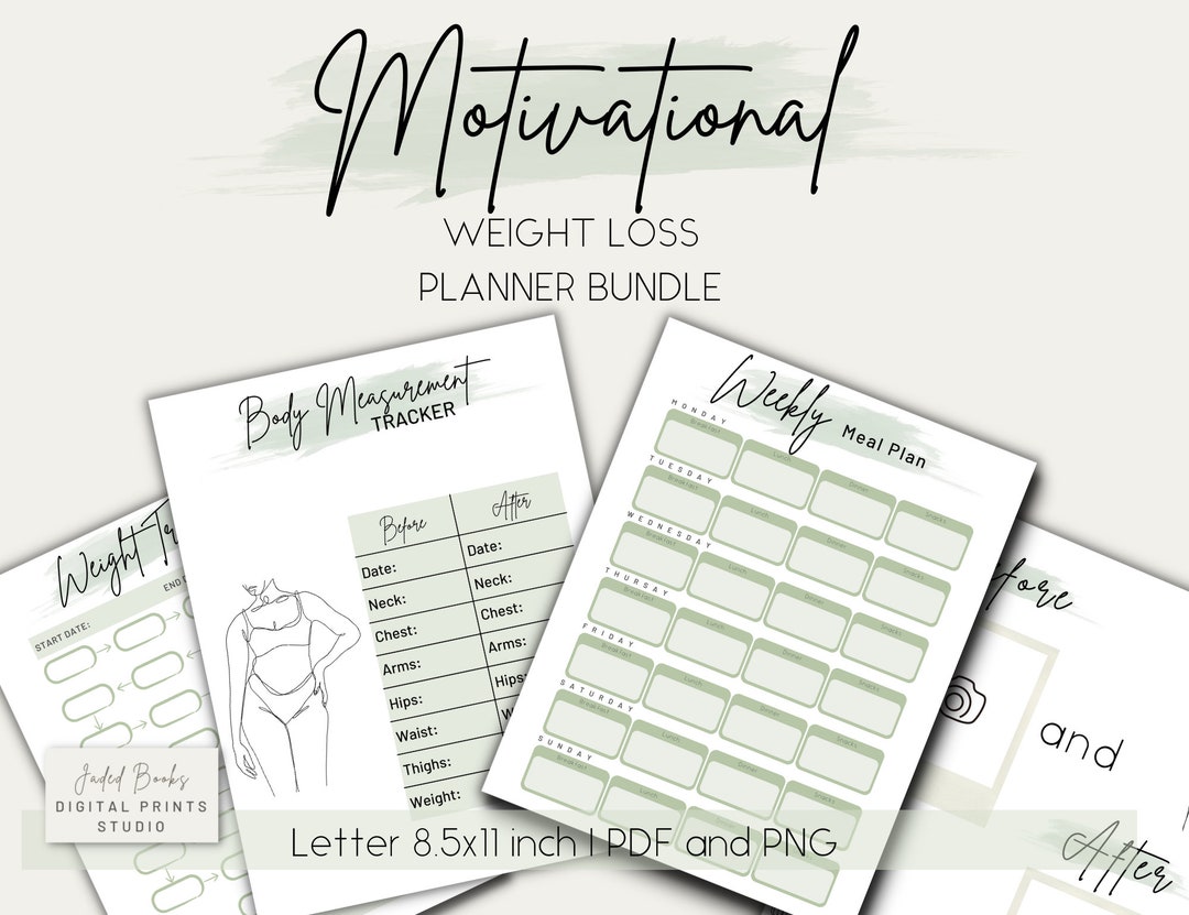 Weight Loss Journal Bundle, Weight Loss Tracker, Fitness Planner ...