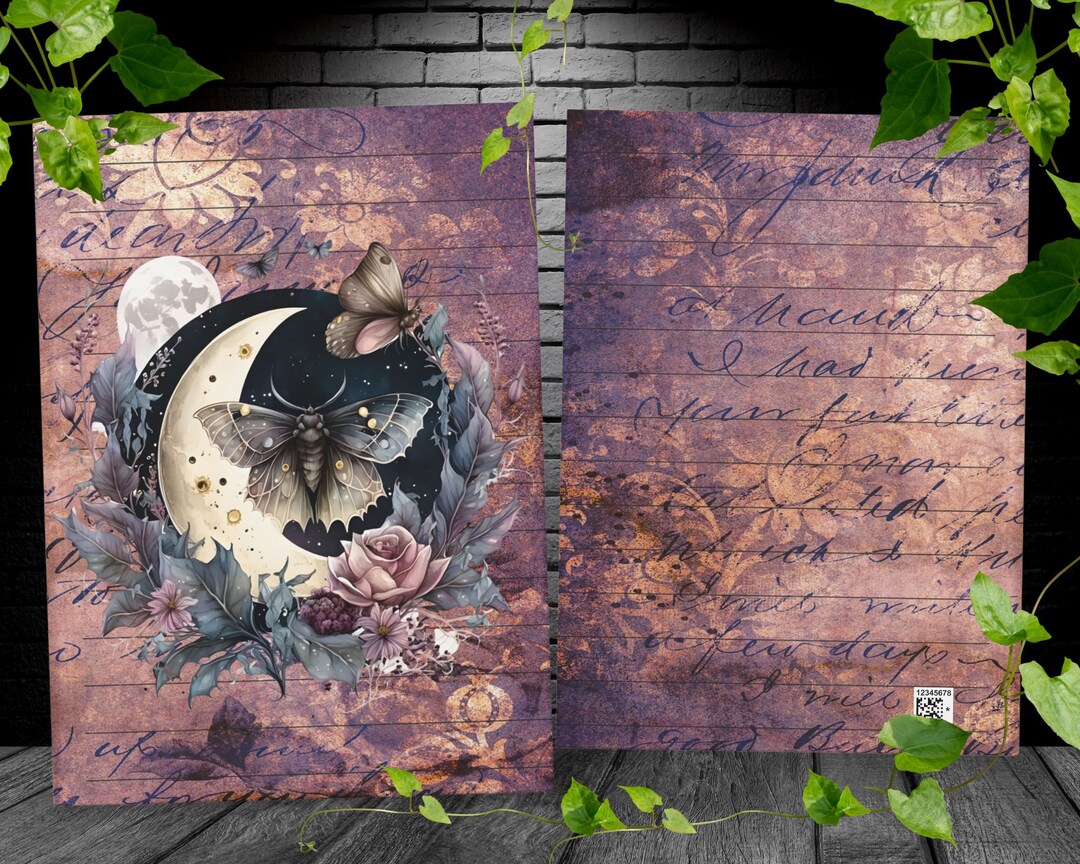 Celestial Luna Moth Crescent Moon Journal, Beautiful Botanical Night ...