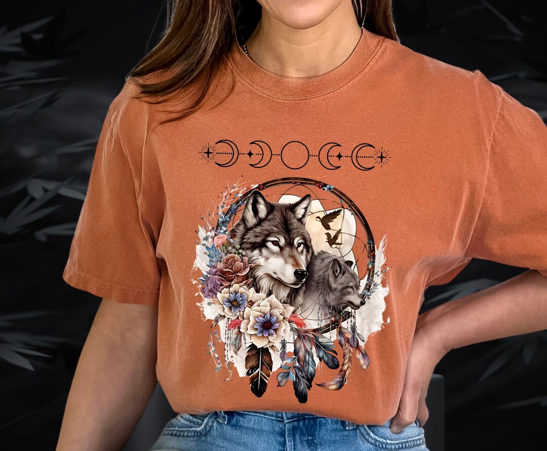 Spirit Animals T Shirt, Wolf and Bear Dream Catcher Tee, 6 Comfort ...